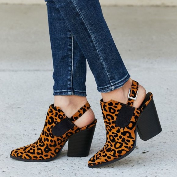 Qupid | Shoes | Qupid Leopard Open Heel Booties | Poshmark